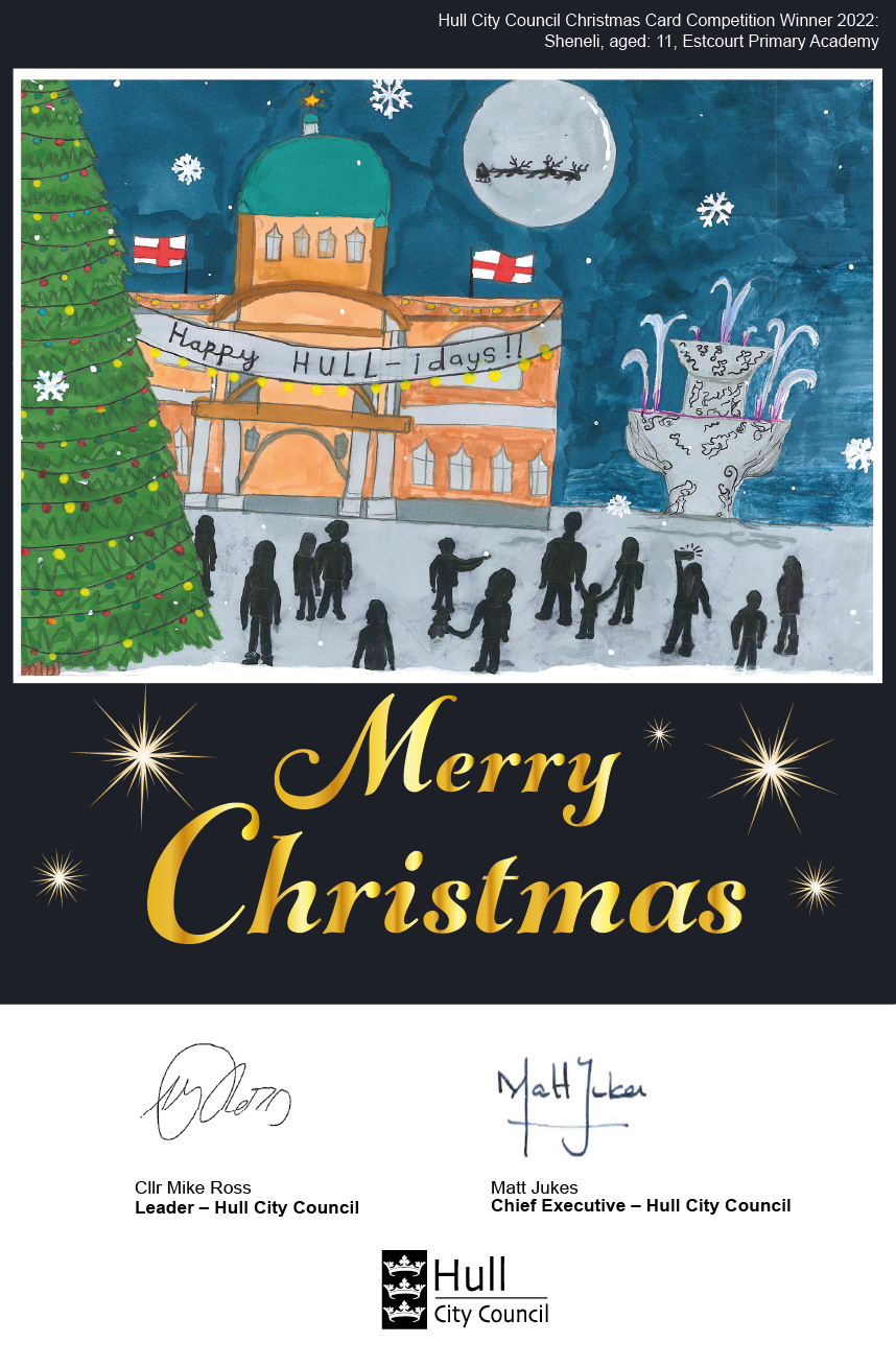 Primary pupil designs Hull City Council Christmas card – Hull CC News