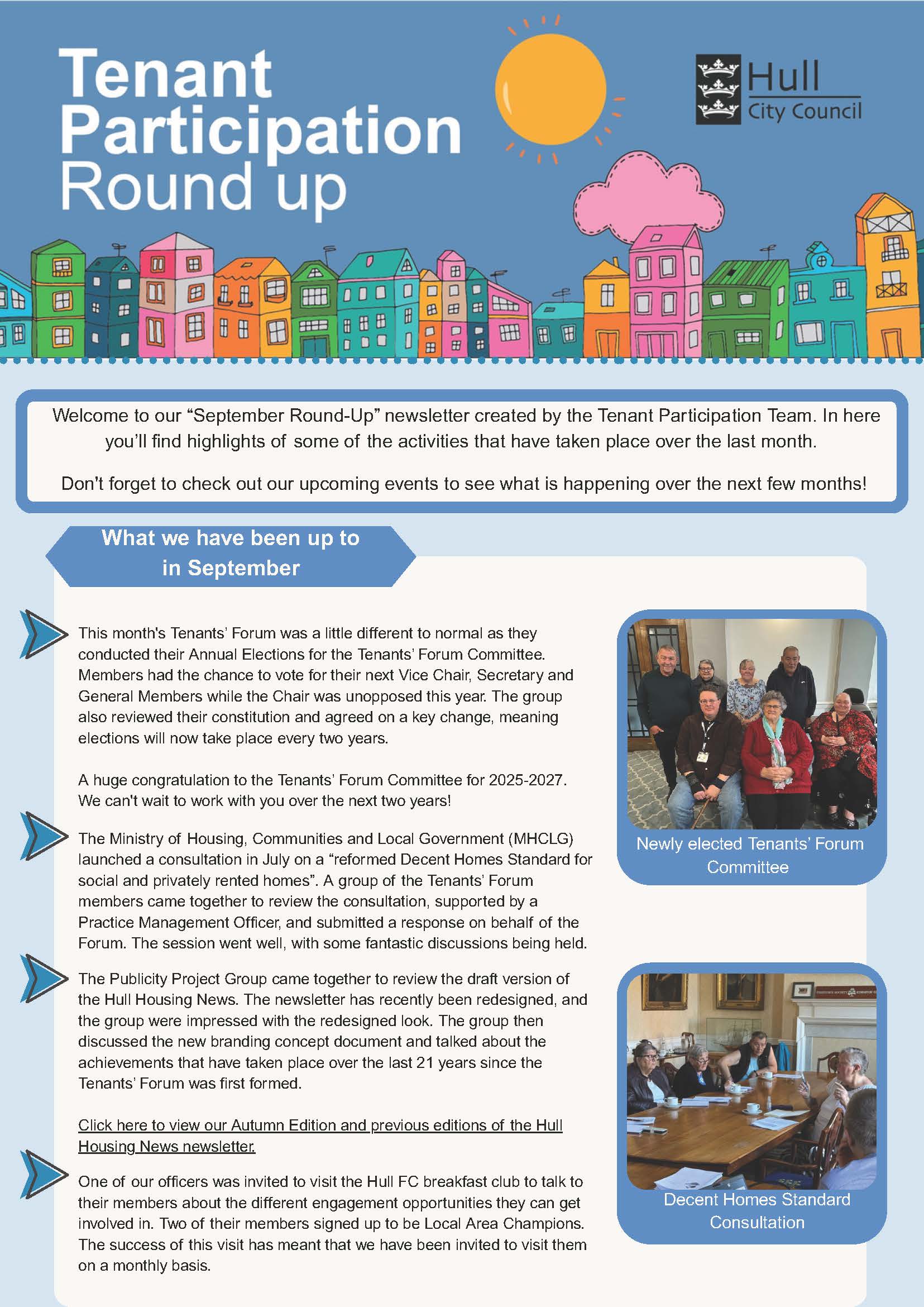 Tenant Participation Round Up Sept 2025 – Hull CC News
